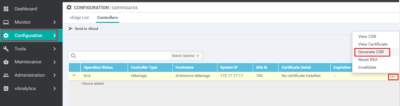 Configure vManage & Generate Certificate - DCLessons