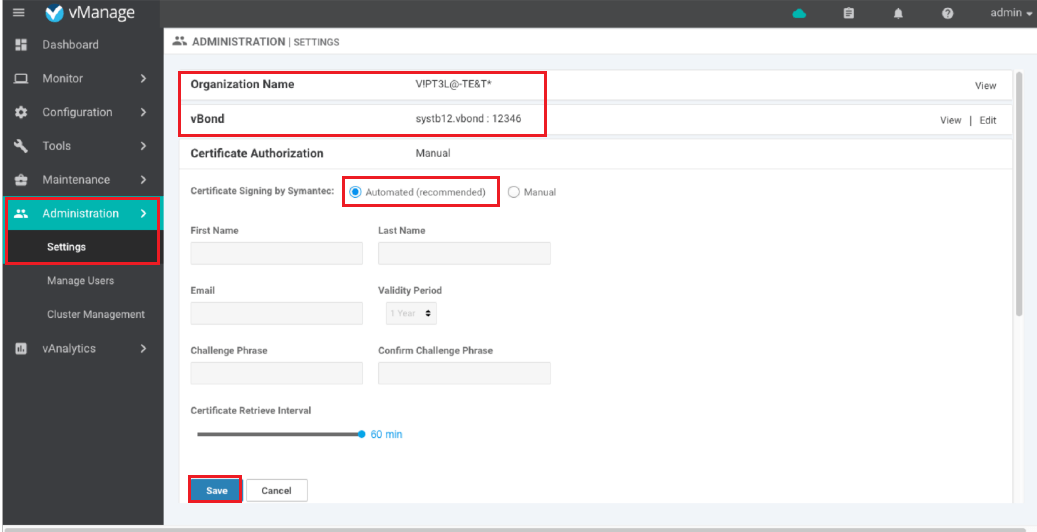 Configure vManage & Generate Certificate - DCLessons